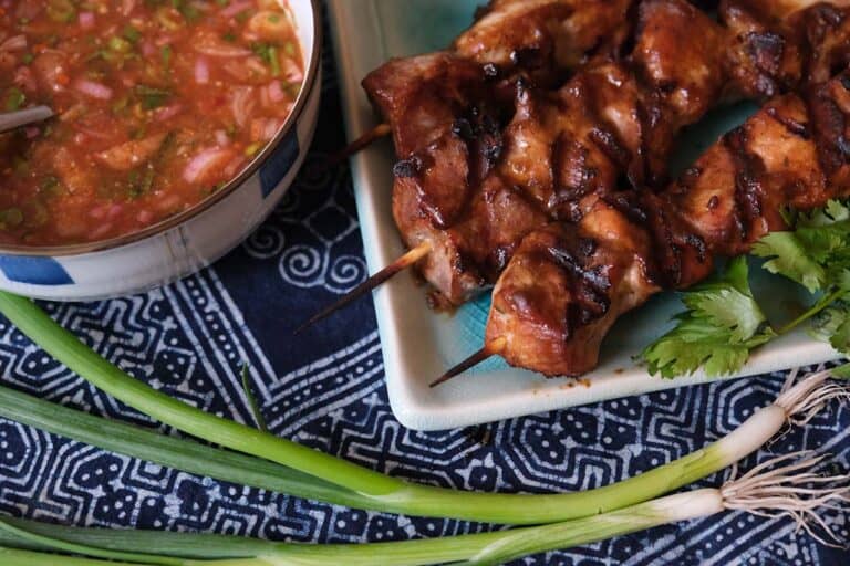 Thai BBQ Pork Recipe (Moo Ping) - Red Pot Blue Pan