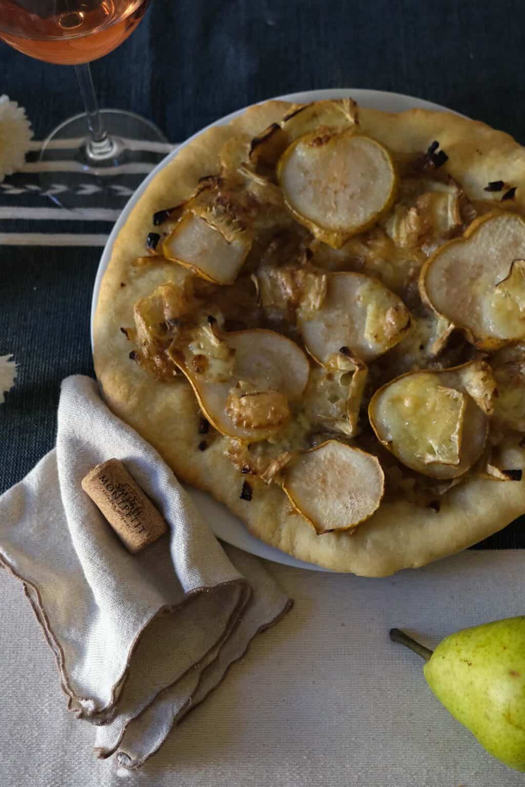 Pear Pizza Recipe with Caramelized Onions and Brie