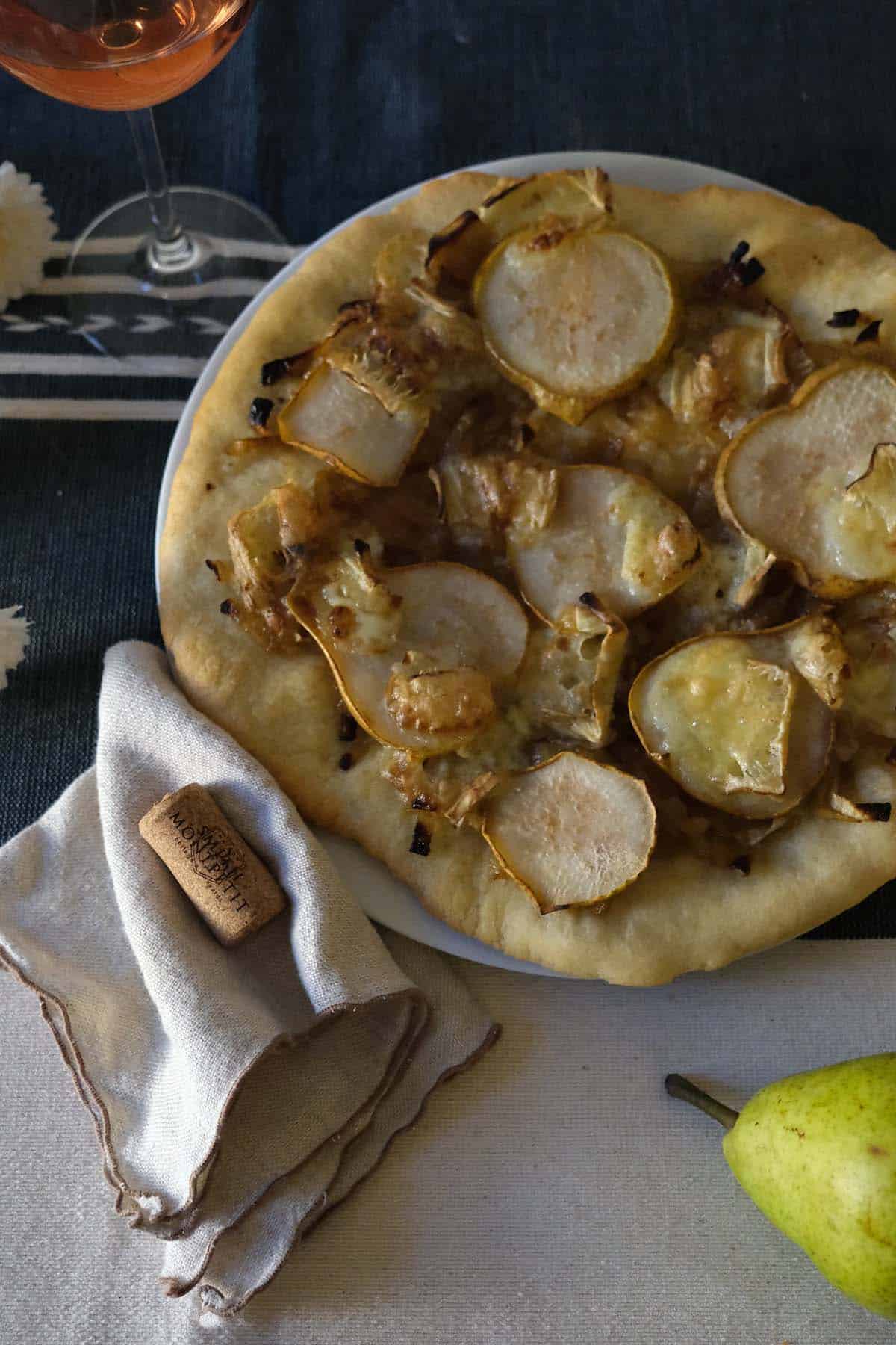 Pear Pizza Recipe with Caramelized Onions and Brie